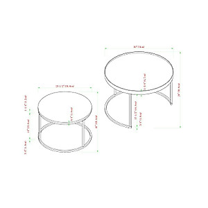 Walker Edison Modern Industrial Wood Round Coffee Nesting Tables Living Room Accent Ottoman Storage Shelf, 30 Inch, Rustic Oak