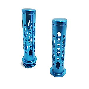 HongK- Diamond Hollow Out 22mm 7/8 inch Blue Handle Bar Hand Grip Compatible with Harley-Davidson Cruiser Chopper and Japanese Motorcycle [P/N: TRHB122-A-22]
