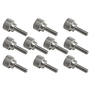 10 Pack 8-32 x 1/2 Inch Threads 303 Stainless Steel Diamond Knurled Thumb Screws Knobs with Straight Shoulders Right-Hand Threads SAE Flat Tip Uncoated