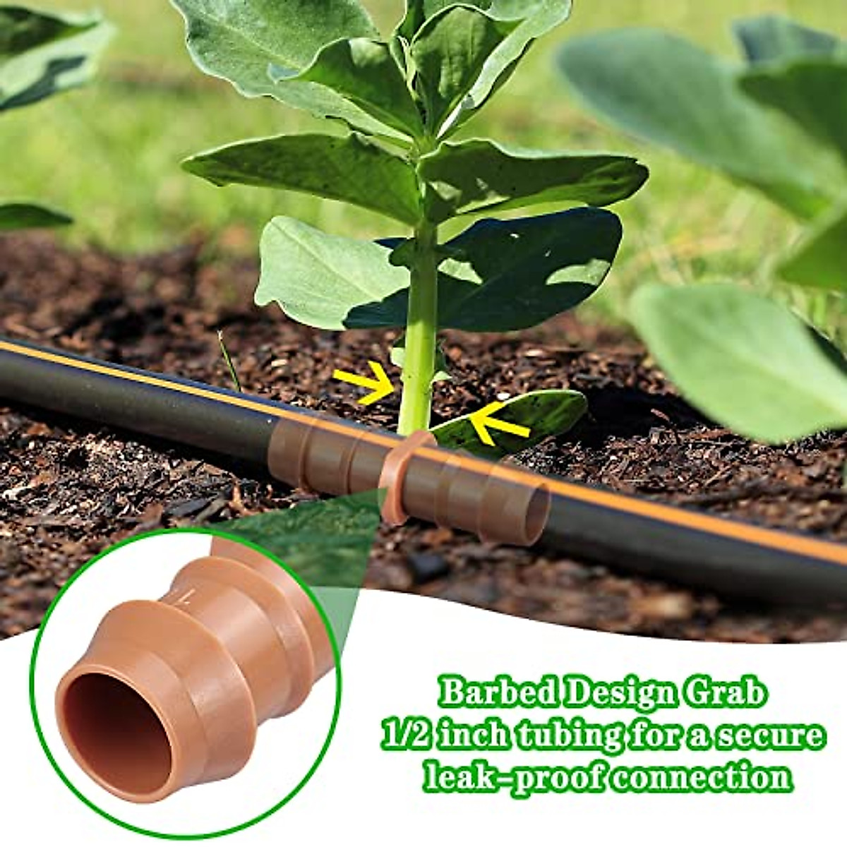 Gardrip 36 Pieces Drip Irrigation Kit：Drip Irrigation Parts for 1/2 Inch Drip Irrigation Tubing with 17mm 0.600" ID Drip Barbed Connectors Including 12 Couplings 10 Tees 6 Elbows 6 Plugs 2 Crosses
