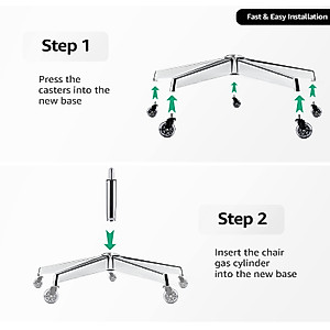 Sytopia Office Chair Base, 28'' Desk Chair Base Replacement with Reinforced Metal Legs (2300Lbs), Chair Bottom Part for Most Chairs, Universal Gas Cylinder and Caster Sockets, Sliver