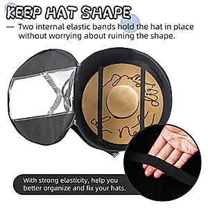 LITLANDSTAR Hat Organizer for Women and Men, Round Hat Storage Box Portable Felt Hat Container Foldable Hat Holder with Dust Proof Lid, Hat Rack for Closet or Travel (17" D x 10" H, Black)
