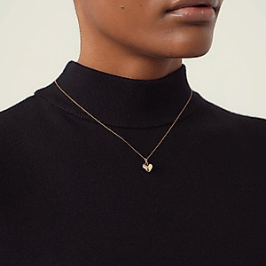 GELIN 14K Solid Gold Heart Pendant Necklace for Women | 14K Yellow Gold Puffed Love Heart Necklace | Gifts for Valentine's Day, 18"