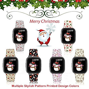 DOO UC Christmas Holiday Watch Bands Compatible with Fitbit Versa 2/Lite/SE, Happy Christmas Silicone Sport Strap Replacement for Men Women
