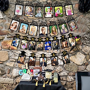 FOIMAS 2pcs Graduation Photo Banner,5x7 Inch Congrats Grad Photo Banner Kindergarten to 12th Grade Picture Hanging Garland for 2024 Graduation Party Supplies