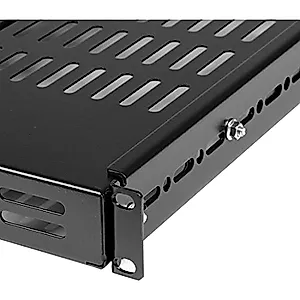 StarTech.com 1U Adjustable Vented Server Rack Mount Shelf - 175lbs - 19.5 to 38in Adjustable Mounting Depth Universal Tray for 19" AV/ Network Equipment Rack - 27.5in Deep , TAA (ADJSHELF)