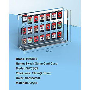 Hagibis Game Card Case for Nintendo Switch, 21 Cartridge Slots Holder Protective Shockproof Display Cabinet, Transparent Acrylic Game Storage Box for Switch NS NX (21 Slots)