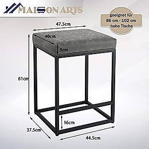 MAISON ARTS Counter Height 24" Bar Stools Set of 2 for Kitchen Counter Backless Modern Barstools Industrial Upholstered Faux Leather Stools Farmhouse Island Chairs,Support 330 LBS,(24 Inch, Grey)