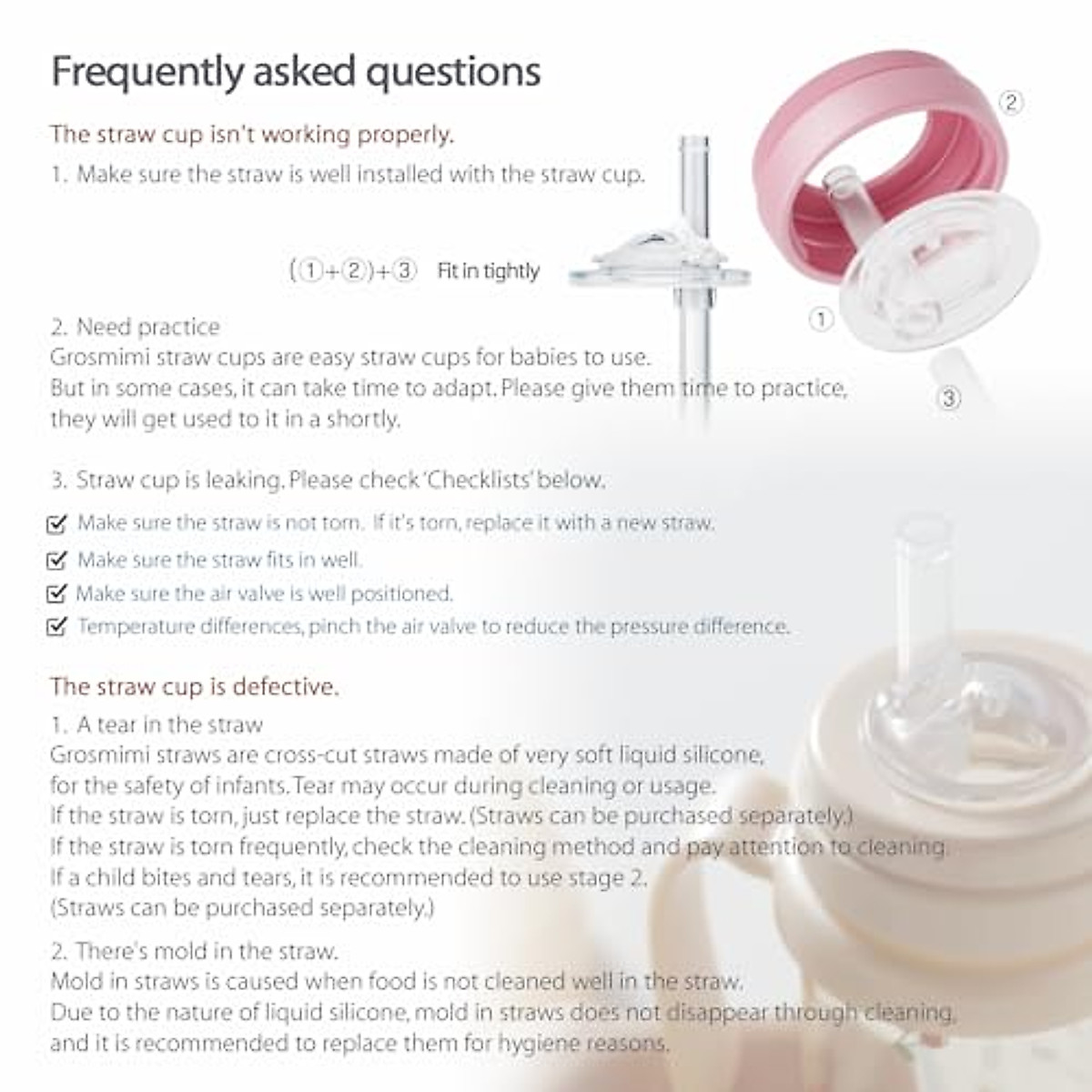 GROSMIMI Spill Proof no Spill Magic Sippy Cup with Straw with Handle for Baby and Toddlers, Customizable, PPSU, BPA Free 6 oz (Beige)