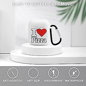 I Love Pizza Silicone AirPods Case Protective Cover Compatible with AirPods 2 & 1 with Keychain