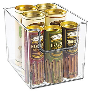 mDesign Modern Plastic Open Front Dip Storage Organizer Bin Basket for Kitchen Organization - Shelf, Cubby, Cabinet, Cupboard, and Pantry Organizing Decor - Ligne Collection - Clear