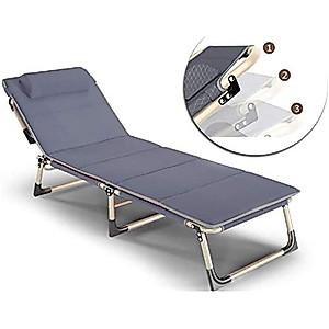 XZGDEN Lightweight Foldable Deck Chair Portable Metal Sun Loungers Leisure Lunch Break Office Outdoor March Sunbed-Blue (Color : Grey)
