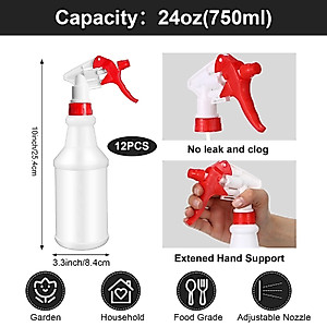 Gerrii 12 Pcs Plastic Spray Bottles with Adjustable Nozzle and Label for Cleaning Solutions 24 oz No Leak HDPE Spraying Bottles Empty Water Squirt Bottle Household Industrial Mist Plant Sprayer