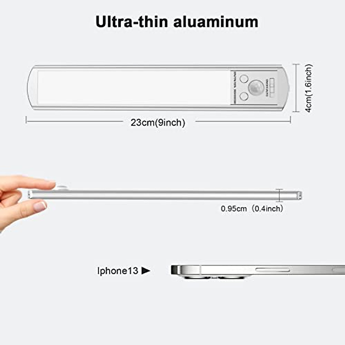 66-LED Under Cabinet Lights Motion Sensor - 3 Color Temperature Yellow/White Dimmable Wireless Closet Lighting w/ Rechargeable 1000mAh Battery, Indoor Night Lights for Kitchen Drawer Cupboard - 2Pack