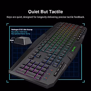 Redragon S101 Wireless Gaming Keyboard and Mouse Combo, RGB LED Backlit Keyboard, and Red Illuminated Mouse for Windows PC Gamer