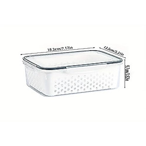 Large Size Food Storage & Fresh Produce Container with Built-in Removable Strainer - Fresh Produce Saver - BPA-Free, Leak-Proof Lid (Large)