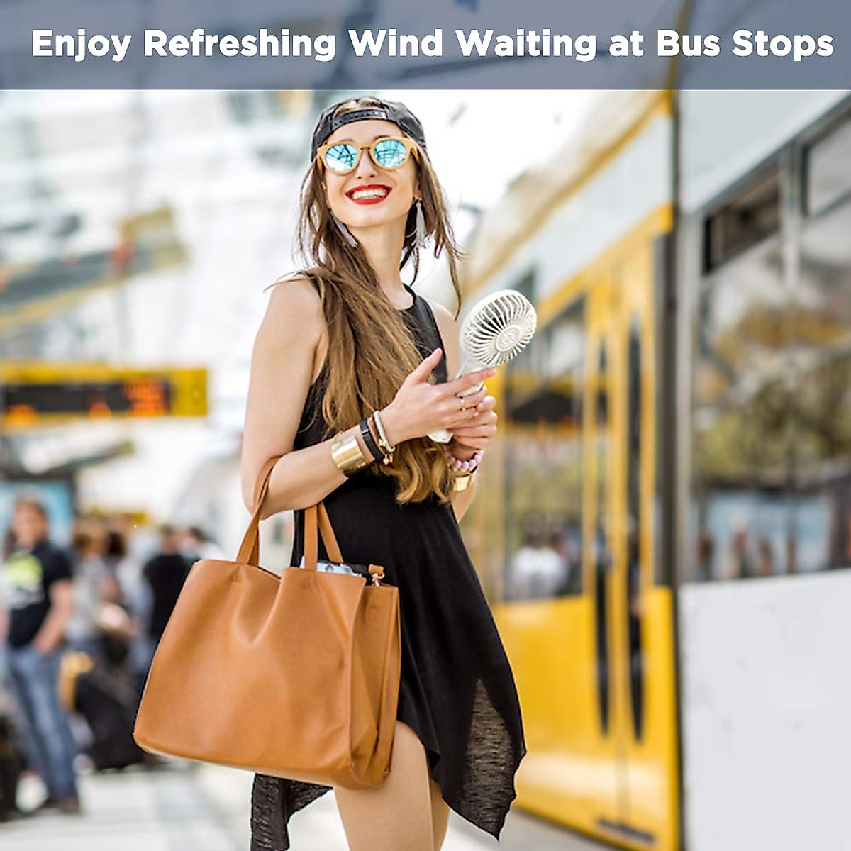 EasyAcc Handheld Fan, 2023 Newly Powerful Quiet Portable Fan Small Desk Fan [ 4 Speed/Battery Indicator/Easy Clean] 17H Battery Operated Fan One Touch Power Off Personal Fan for Travel Outdoor