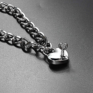 Lover Heart Padlock Necklace, Choker Necklaces for Women with Lock and Key, Metal Padlock Choker Pendant 18in