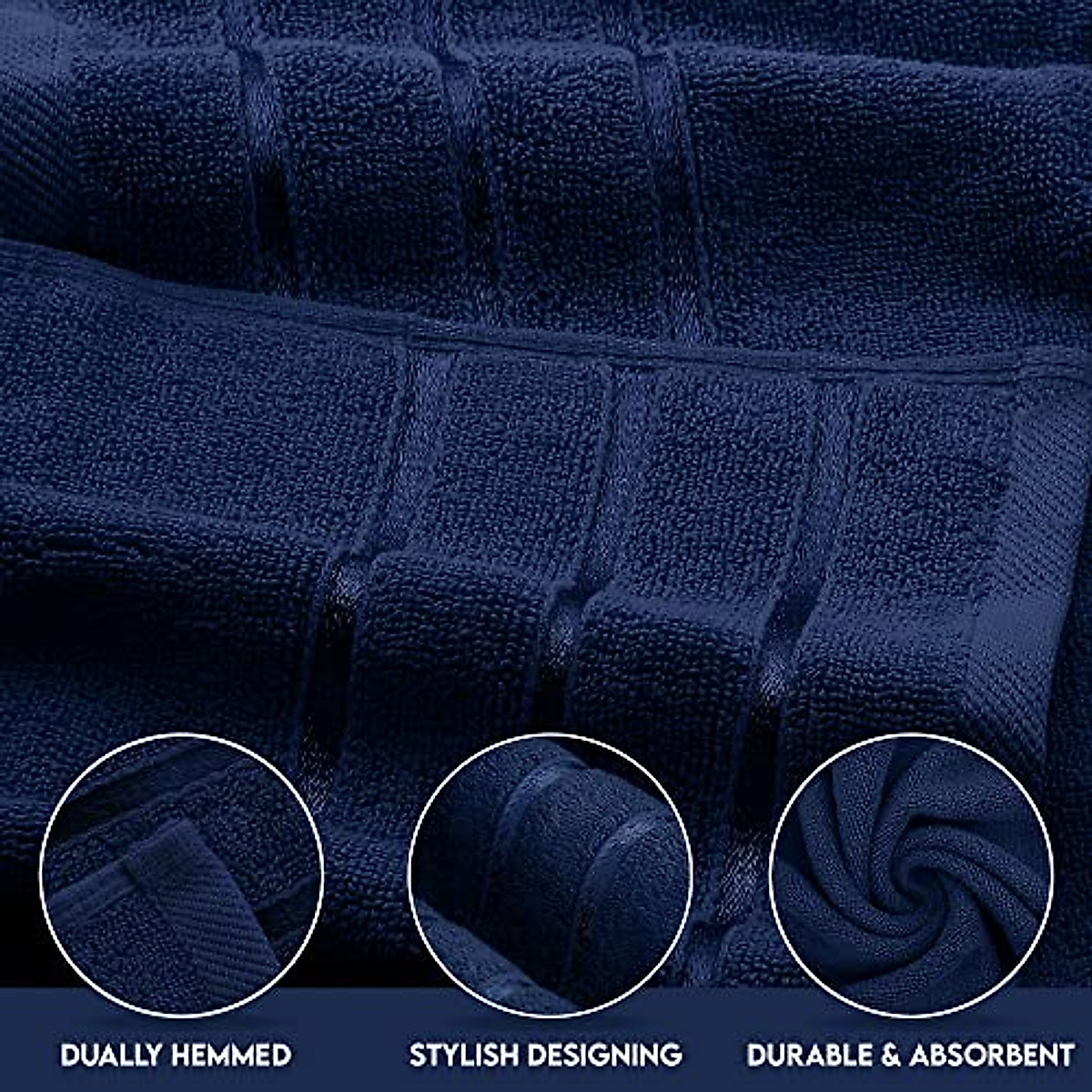 Utopia Towels - 6 Pack Viscose Hand Towels Set, (16 x 28 inches) Ring Spun Cotton, Ultra Soft and Highly Absorbent 600GSM Towels for Bathroom, Gym, Shower, Hotel, and Spa (Navy)