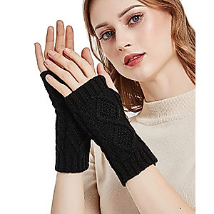 Novawo Women's Hand Crochet Winter Warm Fingerless Arm Warmers Gloves