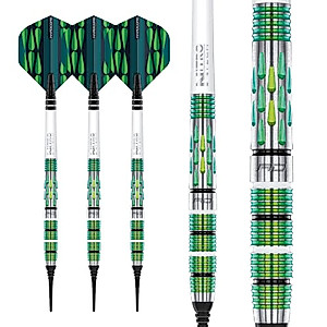 RED DRAGON Artura Screamin' Green 26 Gram Premium Tungsten Darts Set with Flights and Stems