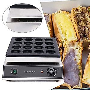 HinLIaDa 110V Electric Mini Cake Baker Machine, 16 Holes Red Bean Cake Maker Waffle Baker Machine Commercial Nonstick End Alarm with Thermostats & Timers LED Lights Show for Home Kitchen Bakery