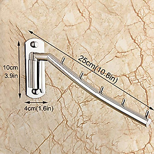 Adromy Folding Wall Mounted Clothes Hanger, Stainless Steel Clothes Holder Swing Arm Closet Drying Rack Clothing Hanging System Heavy Duty Closet Storage Organizer - Silver