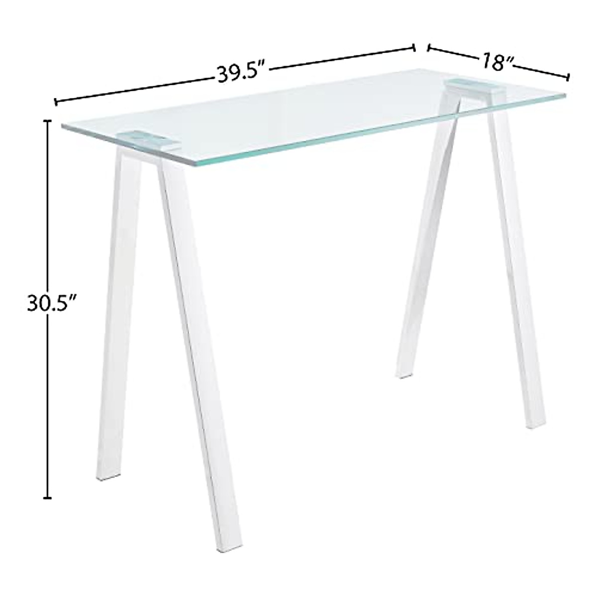 Cortesi Home Trixie Glass Top Desk/Console Table with Stainless Steel Frame