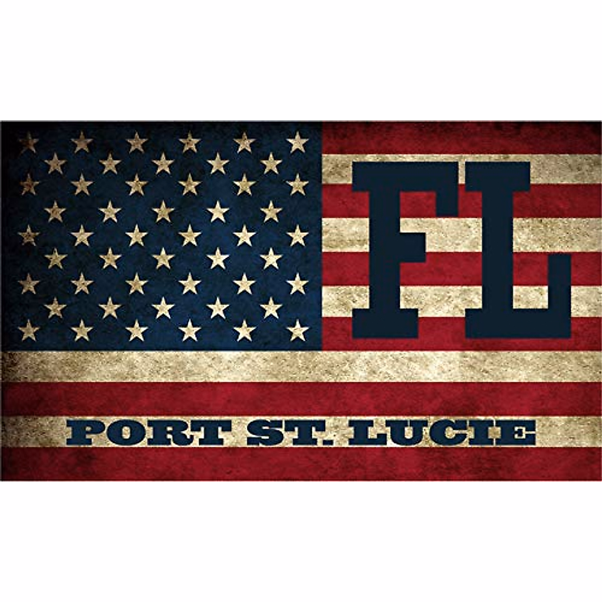 (x3) 2x3 inch Stickers | Reflective Port St. Lucie FL Florida St. Lucie County Vintage US Flag Sticker Graphic - Construction Toolbox, Hardhat, Lunchbox, Helmet, Mechanic, Luggage