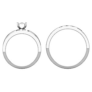 Dazzlingrock Collection 0.35 Carat Round White Diamond Cushion Framed Trio Ring Set for Him & Her in 925 Sterling Silver, Women Size 8 and Men Size 10.5