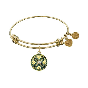 Jewelry Affairs Yellow Finish Brass Birthstone Angelica Bangle Bracelet, 7.25"