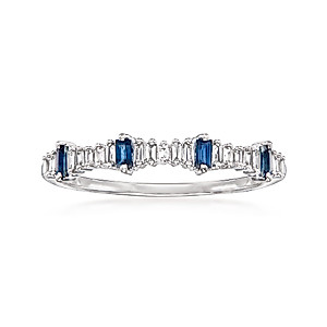 Ross-Simons 0.14 ct. t.w. Diamond and .10 ct. t.w. Sapphire Stackable Ring in 14kt White Gold. Size 6