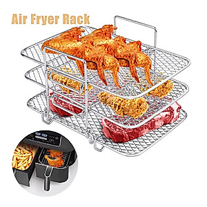 3PCS 19x12cm Stackable Baking Rack, Fryer Baking Rack Stainless Steel Grill Rack Stackable Cooling Rack Tray for 8QT Pot