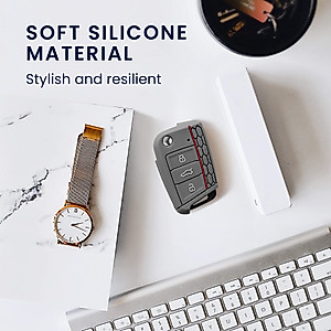 kwmobile Silicone Key Fob Cover Compatible with VW Golf 7 MK7 3 Button Car Key