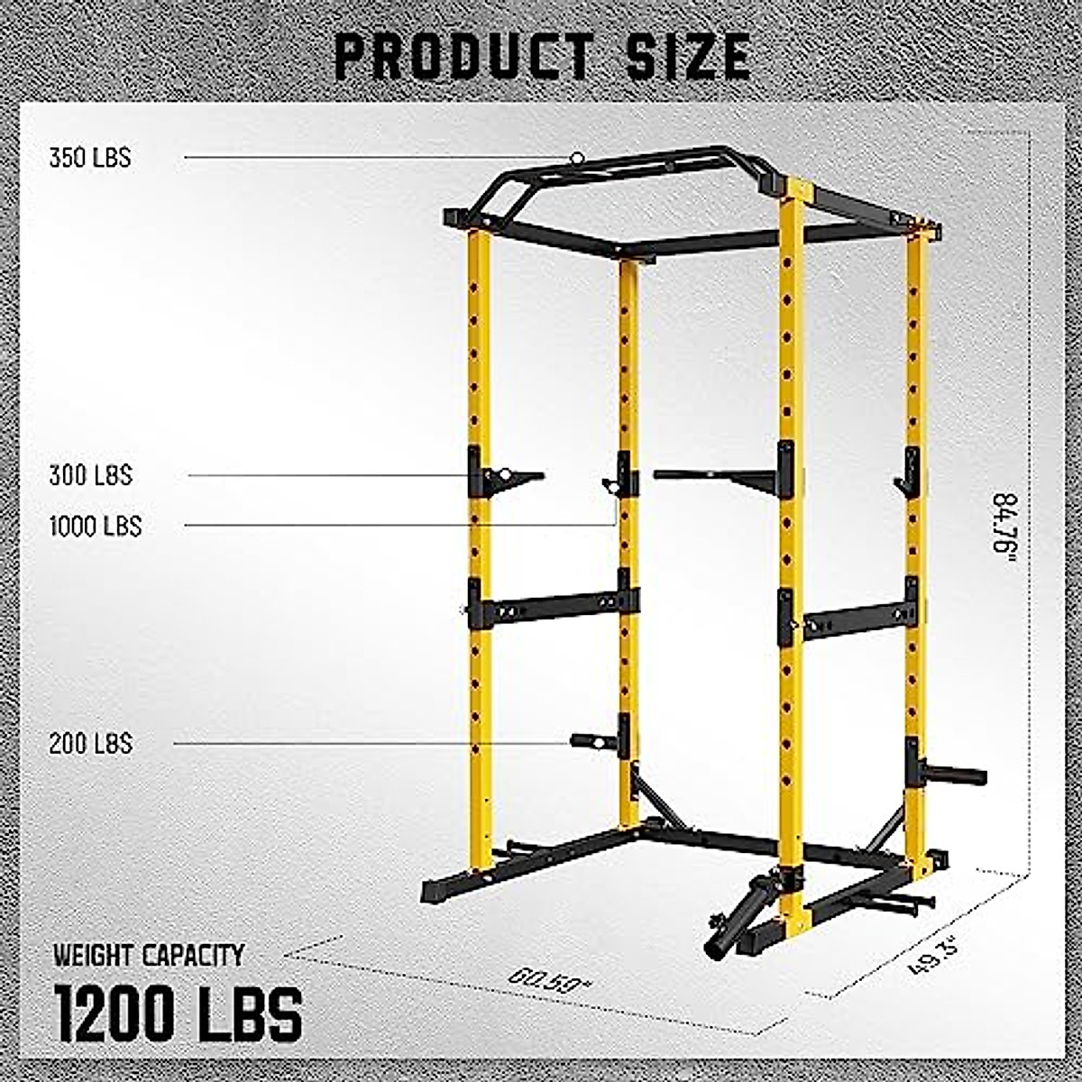 MAJOR LUTIE Power Rack Power Cage, PLM05 Multi-Function Squat Rack with Optional Pulley System for Home Gym(YELLOW)