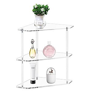 Tasybox Corner Shelf 2 Tier Bathroom Counter Organizer Acrylic Countertop Corner Shelves for Bathroom Kitchen Office Vanity Makeup Spice