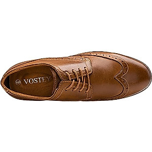 Vostey Men's Dress Shoes Leather Oxford Shoes Brown Dress Shoes for Men Wingtip Casual Dress Shoes(BMY629 Yellow Brown 14)