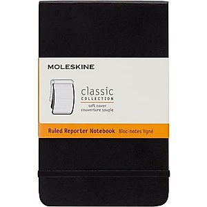 Moleskine Classic Notebook, Soft Cover, Pocket (3.5" x 5.5") Ruled/Lined, Black, 192 Pages