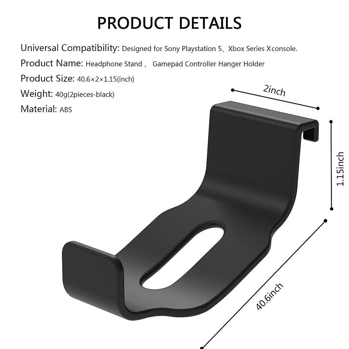 NINGMANC Headphone Hook Holder Stand & Gamepad Controller Stand for PS5, Xbox Series X, Screwless Portable Storage Rack Accessories - (2 Pack Black)
