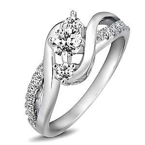 ZLAEBL 1.1 ct tw Three-Stone Moissanite Engagement Rings for Women Platinum Plated Silver Ring Twisting Moissanite Rings 10K 14K 18K Real Gold Wedding Band Custom Free Engraving