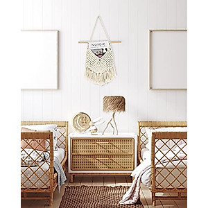 MOVNO Macrame Fruit Basket, Handmade Macrame Fruit Hanger, Decorative Macrame Hanging Basket, Space Saving Wall Storage Basket, Hanging Decor Fruit Basket, Perfect for Bedroom/Living Room/Bathroom