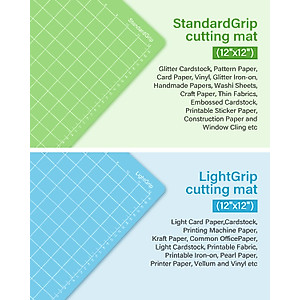 Gwybkq Cutting Mat for Cricut Maker 3/Maker/Explore 3/Air 2/Air/One 4 Pack 12x12 Standard/Light Cut Replacement Accessories Green/Blue Card Adhesive Sticky Mats