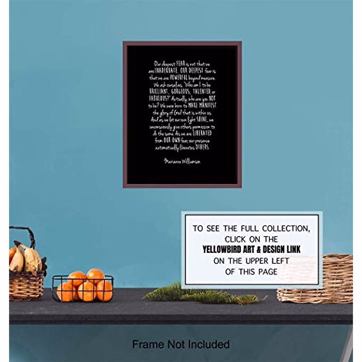 Marianne Williamson Deepest Fear Quote Wall Art Print - Perfect Home Decor for Office, Bedroom, Bathroom, Dorm - Inspirational, Motivational, Spiritual Gift for Women - Unframed 8X10 Photo