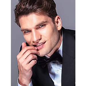 Sumind Men's Pre-Tied Bow Ties Tux Bowtie Adjustable Formal Neck Bowtie for Parties (Black, 1 Piece)