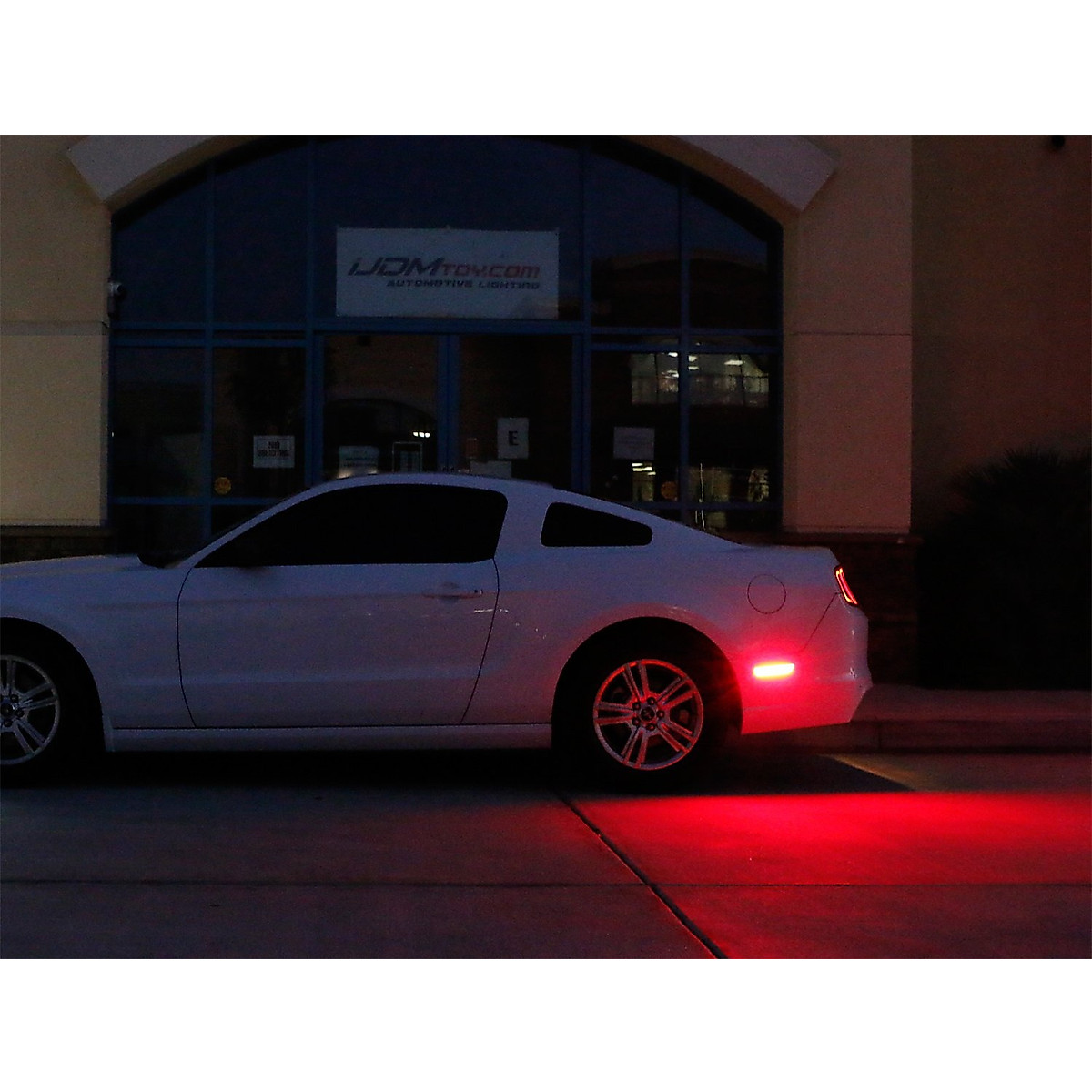 iJDMTOY Smoked Lens Red Full LED Rear Side Marker Light Kit Compatible With 2005-09 Ford Mustang, Powered by 54-SMD LED, Replace OEM Back Sidemarker Lamps