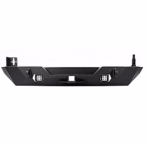 OCPTY Front Bumper and Rear Bumper with and Tire Carrier Fit For 2007-2015 2016 2017 2018 for Jeep Wrangler JK Winch Plate with D-ring with and Tire Carrier Texture Black