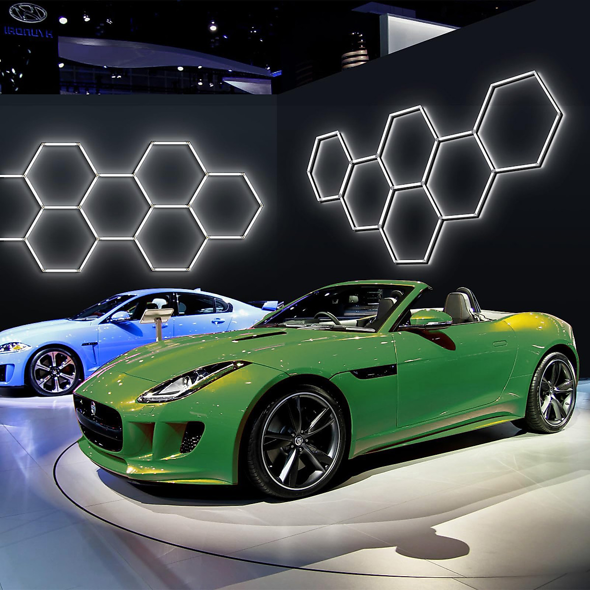 sheinhot 5 Grid Hexagon Garage Lights, Hexagon LED Lights, 22000LM Hexagon Lights LED Garage Lights for Garage Workshop Basement Gym Warehouse, 6500K