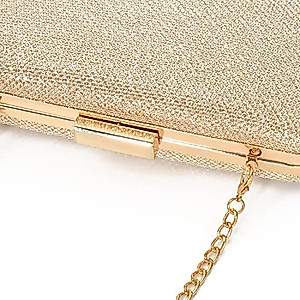 Evening Clutch Bag with Sparkling Glitter for Formal Wedding Graduation Party Elegant Crossbody Shoulder Handbag (Gold)