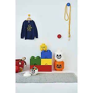 Room Copenhagen Storage Head Small - Pumpkin - Polypropylene Storage Box with Lid for Kids' Toy Storage Stackable Organizer and Fun Storage Solution LEGO Toy Box