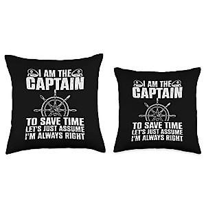 Boat Captain Gift First Mate Accessories & Stuff Cool Captain for Men Women Pontoon Boat Owner Throw Pillow, 16x16, Multicolor